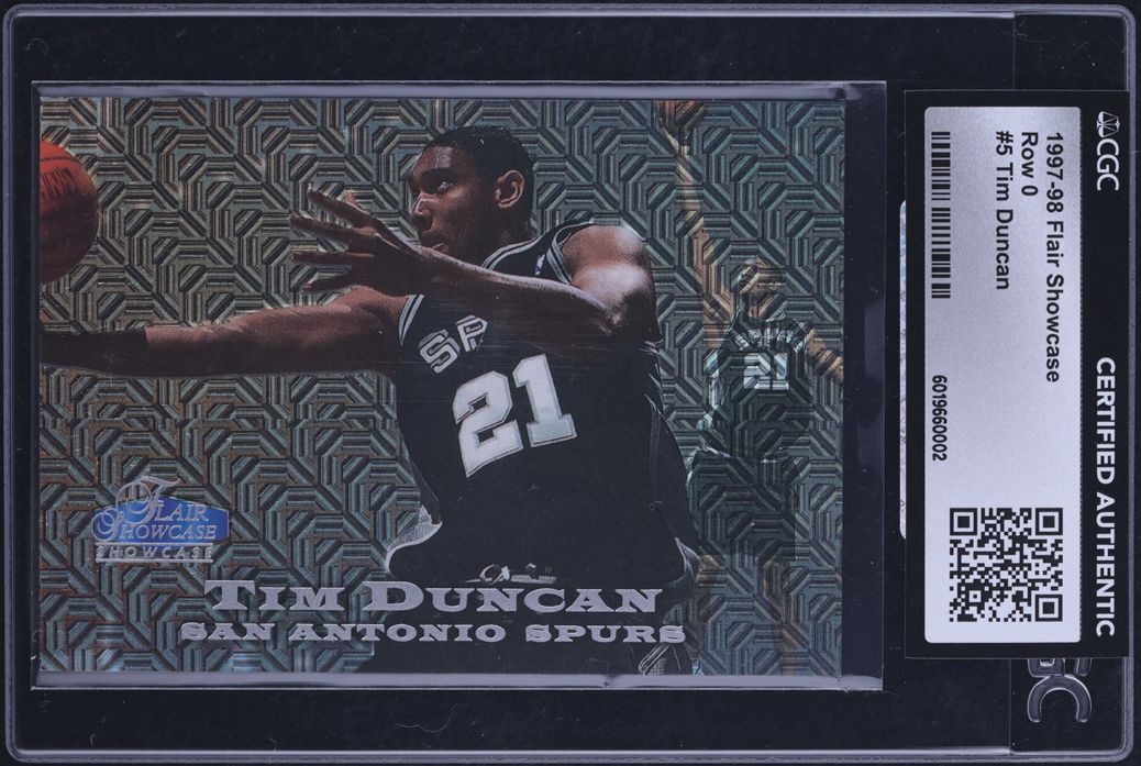 1997 Flair Showcase Row 0 Tim Duncan ROOKIE /250 #5 CGC AUTH on ...