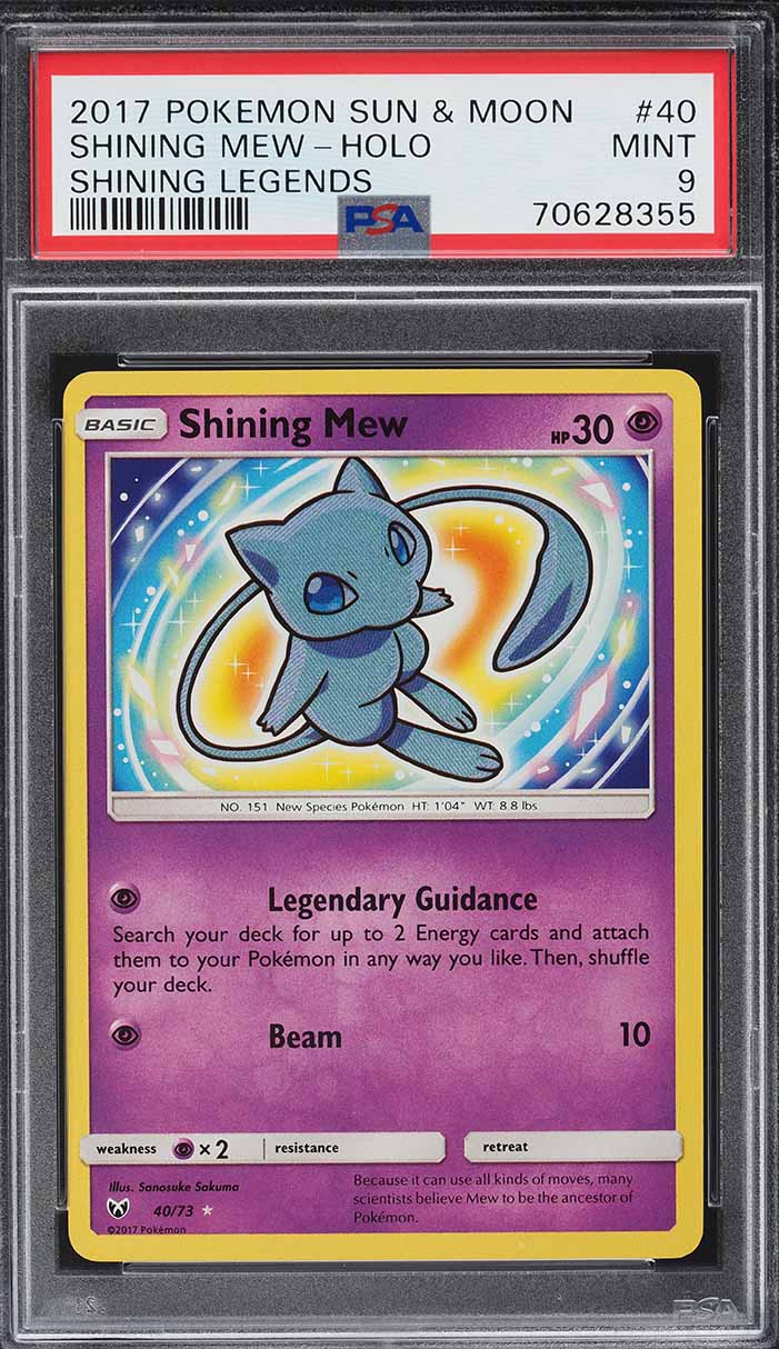 2017 Pokemon Sun & Moon Shining Legends Holo Shining Mew #40 PSA 9 MINT on Fanatics Collect