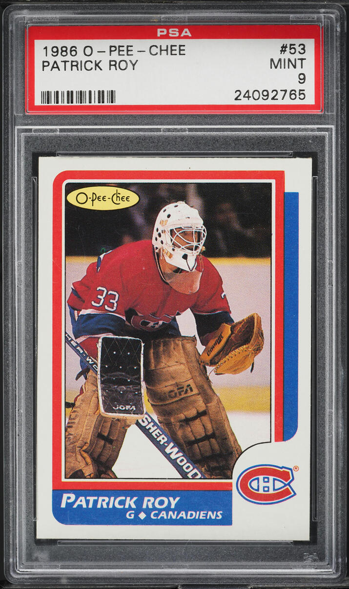 1986 O-Pee-Chee Hockey Patrick Roy ROOKIE #53 PSA 9 MINT on Fanatics ...
