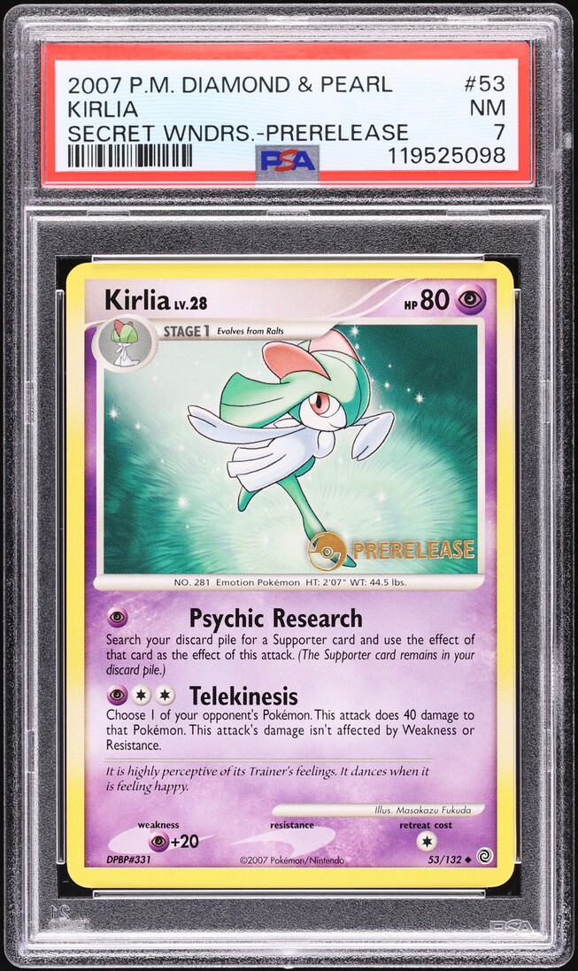 2007 Pokemon Diamond & Pearl Secret Wonders Prerelease Kirlia #53 PSA 7 ...