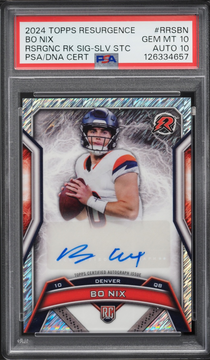 2024 Topps Resurgence Silver Static Bo Nix ROOKIE AUTO DNA 10 #RRSBN ...