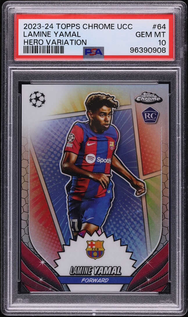 2023 Topps Chrome UEFA Club Hero Variation Lamine Yamal ROOKIE #64 PSA ...