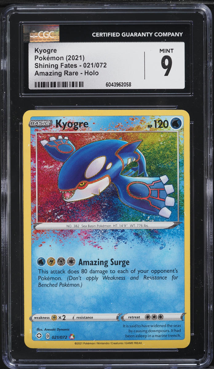 2021 Pokemon Sword & Shield Shining Fates Amazing Rare Kyogre #21 CGC 9 ...