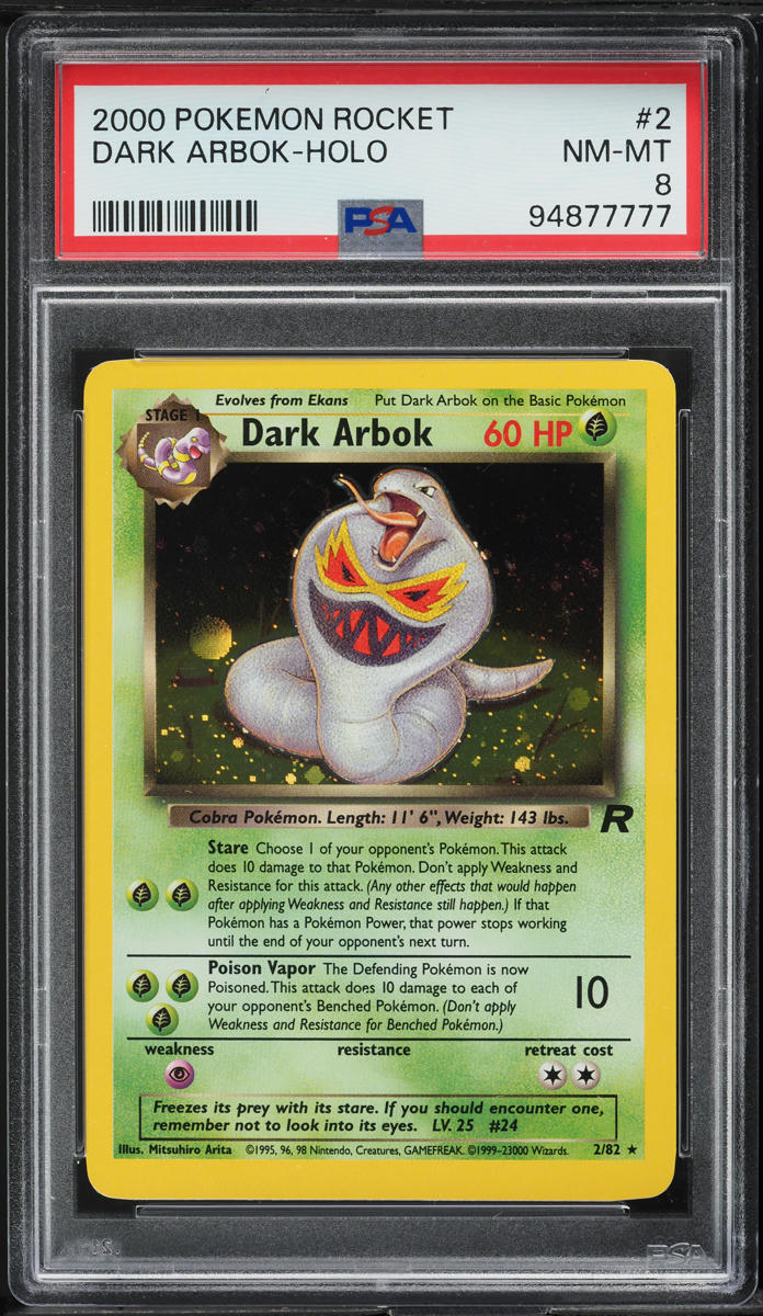 2000 Pokemon Team Rocket Holo Dark Arbok #2 PSA 8 NM-MT on Fanatics Collect
