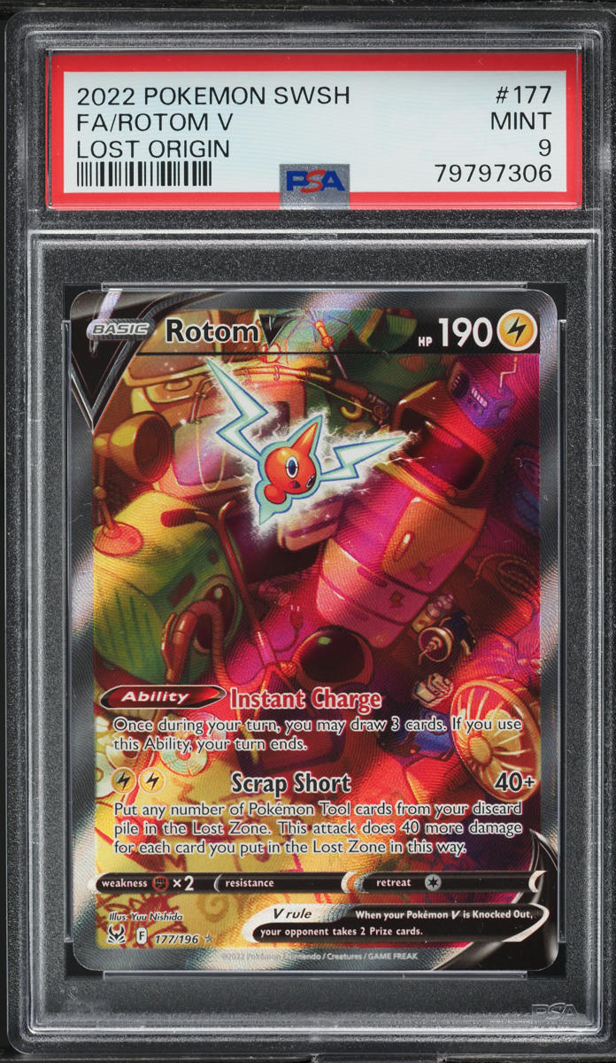 2022 Pokemon Sword & Shield Lost Origin Full Art Rotom V #177 PSA 9 ...