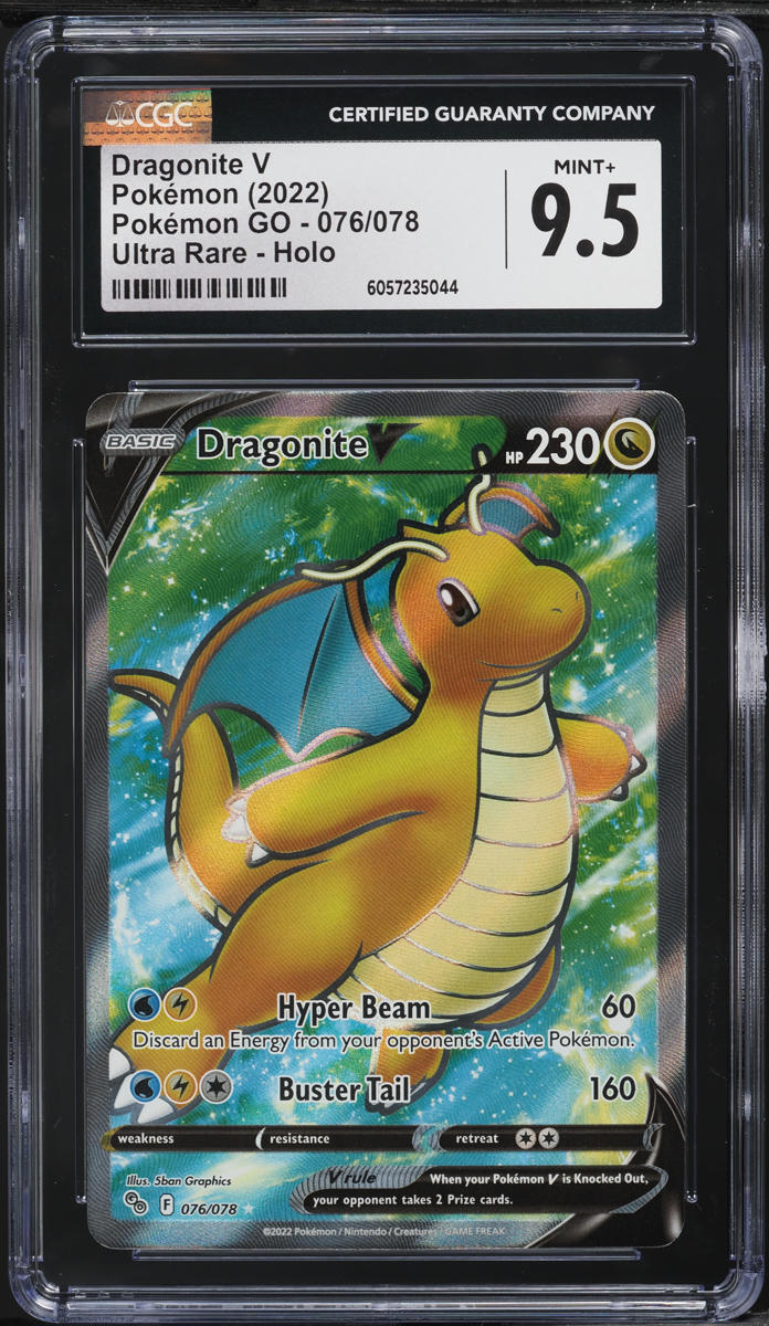 2022 Pokemon Sword & Shield Pokemon GO Full Art Dragonite V #76 CGC 9.5 ...