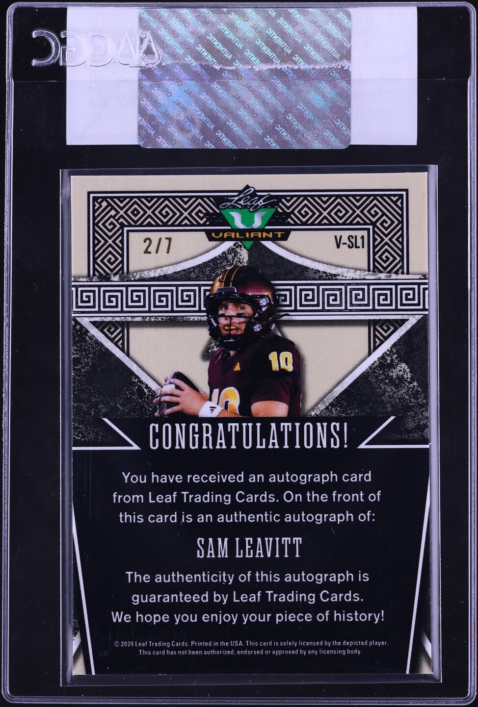 2024 Leaf Eclectic Valiant Prismatic Pink Sam Leavitt AUTO /7 #V-SL1 ...