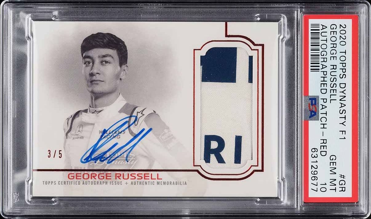 2020 Topps Dynasty F1 Red George Russell PATCH AUTO /5 #GR PSA 10 GEM ...