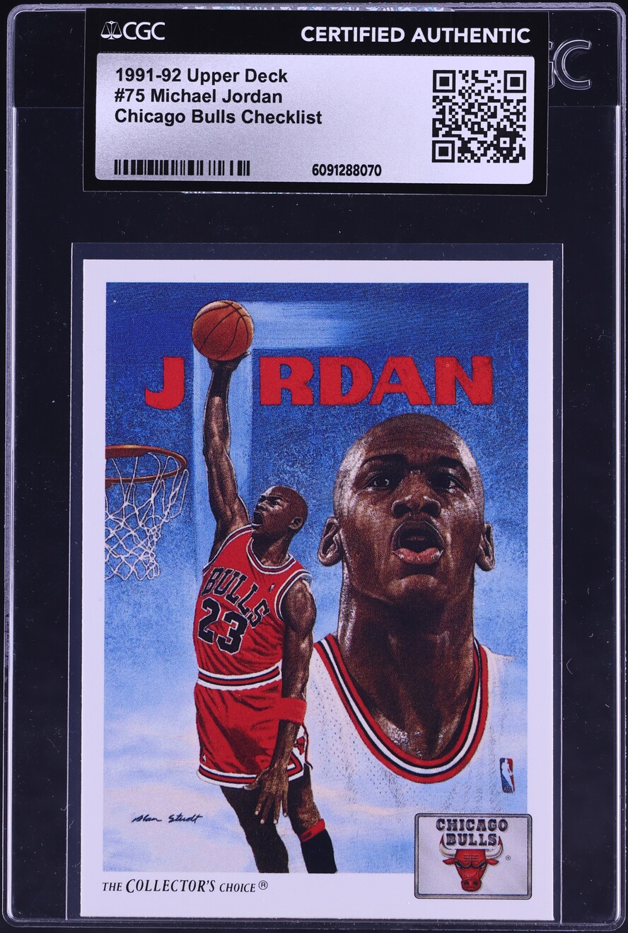 1991 Upper Deck Chicago Bulls Checklist Michael Jordan #75 CGC AUTH on ...