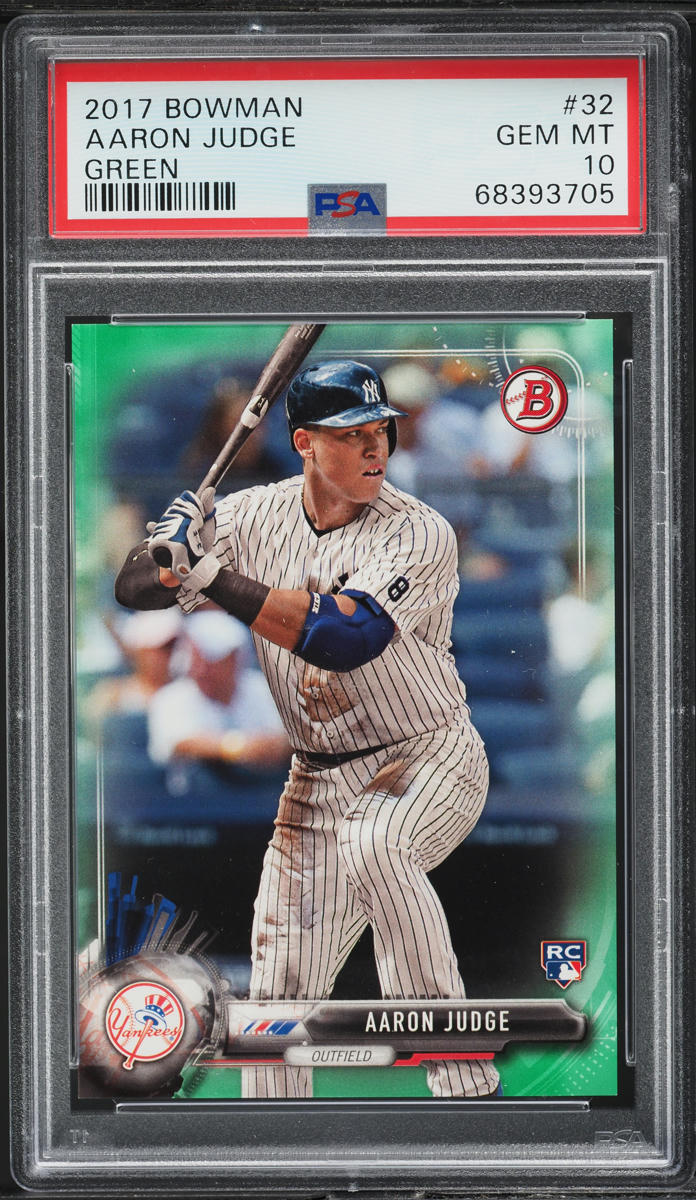 2017 Bowman Green Aaron Judge ROOKIE /99 #32 PSA 10 GEM MINT on ...