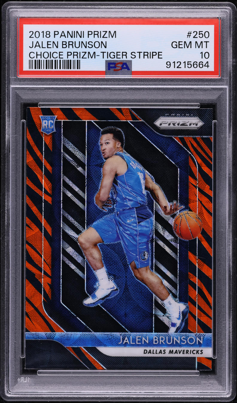 2018 Panini Prizm Choice Tiger Stripe Jalen Brunson ROOKIE #250 PSA 10 ...