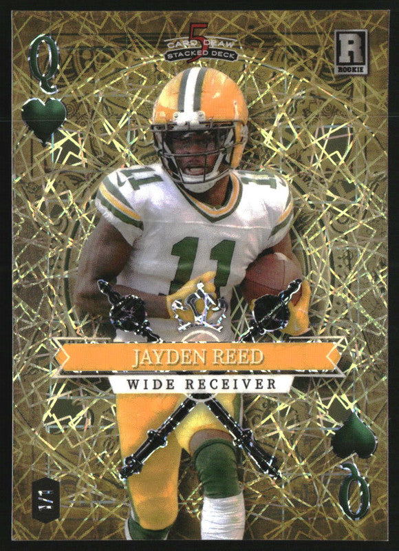 2023 Wild Card 5 Card Draw Queen Spades Gold Laser Jayden Reed RC 1/1 ...