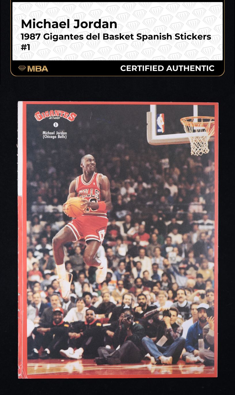 1987 Gigantes Del Basket Spanish Stickers Michael Jordan #1 MBA AUTH on ...