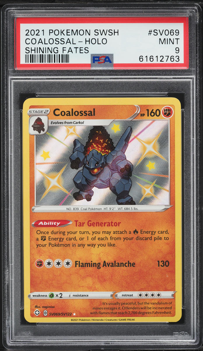 2021 Pokemon Sword & Shield Shining Fates Shiny Coalossal #SV069 PSA 9 ...