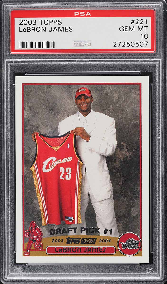 2003 Topps Basketball LeBron James ROOKIE #221 PSA 10 GEM MINT on ...