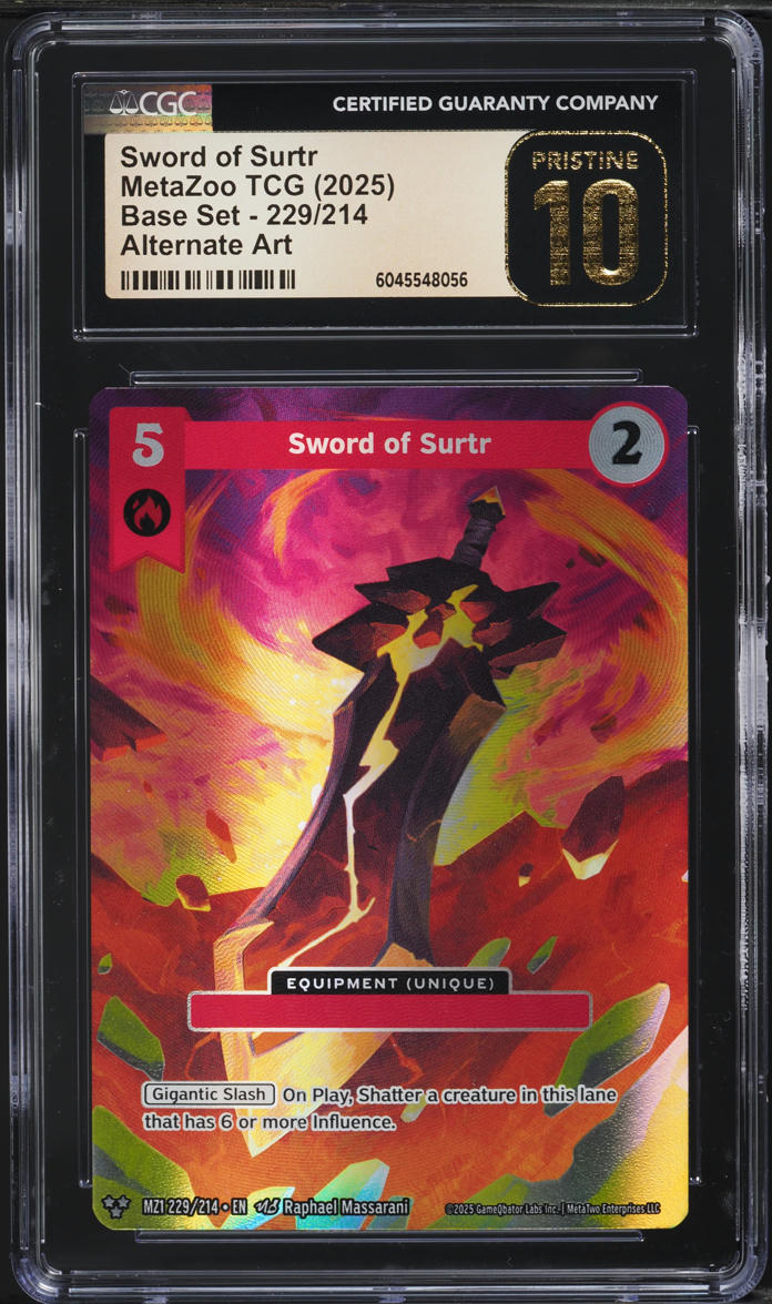 2025 MetaZoo TCG Base Set Alt Art Sword Of Surtr #229 CGC 10 PRISTINE ...