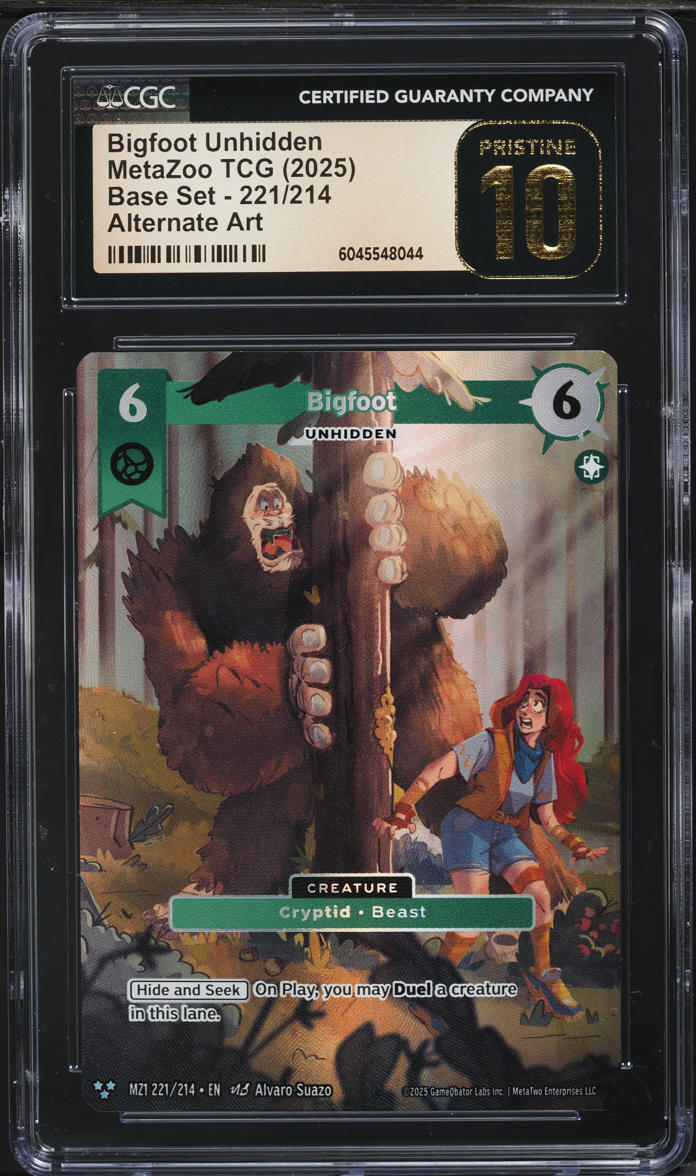 2025 MetaZoo TCG Base Set Alt Art Bigfoot Unhidden #221 CGC 10 PRISTINE ...