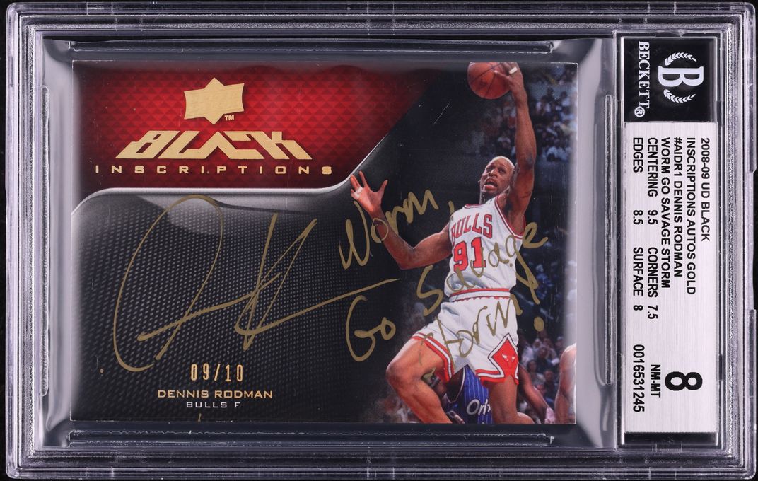 2008 UD Black Inscriptions Gold Dennis Rodman AUTO /10 #AI-DR BGS 8 NM ...
