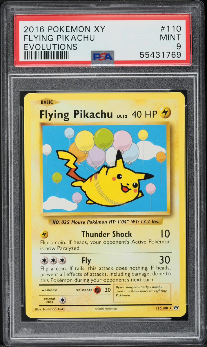 2016 Pokemon XY Evolutions Flying Pikachu #110 PSA 9 MINT on Fanatics ...