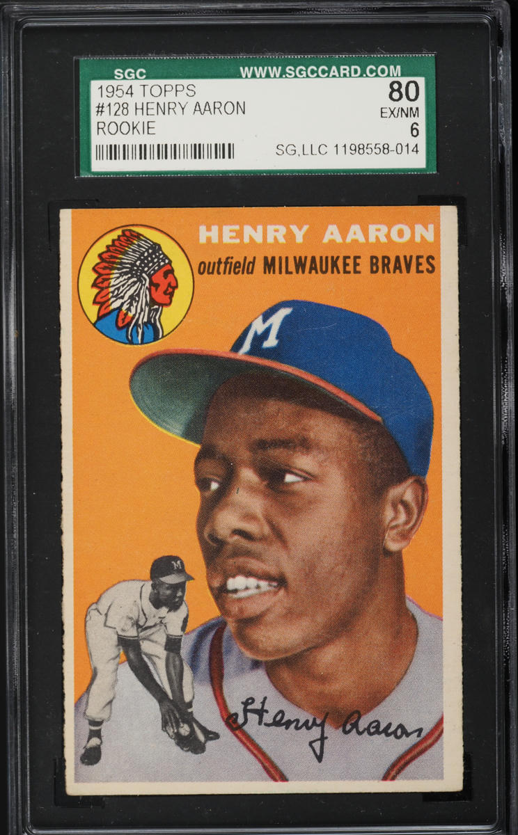 1954 Topps Hank Aaron ROOKIE #128 SGC 6 EXMT on Fanatics Collect