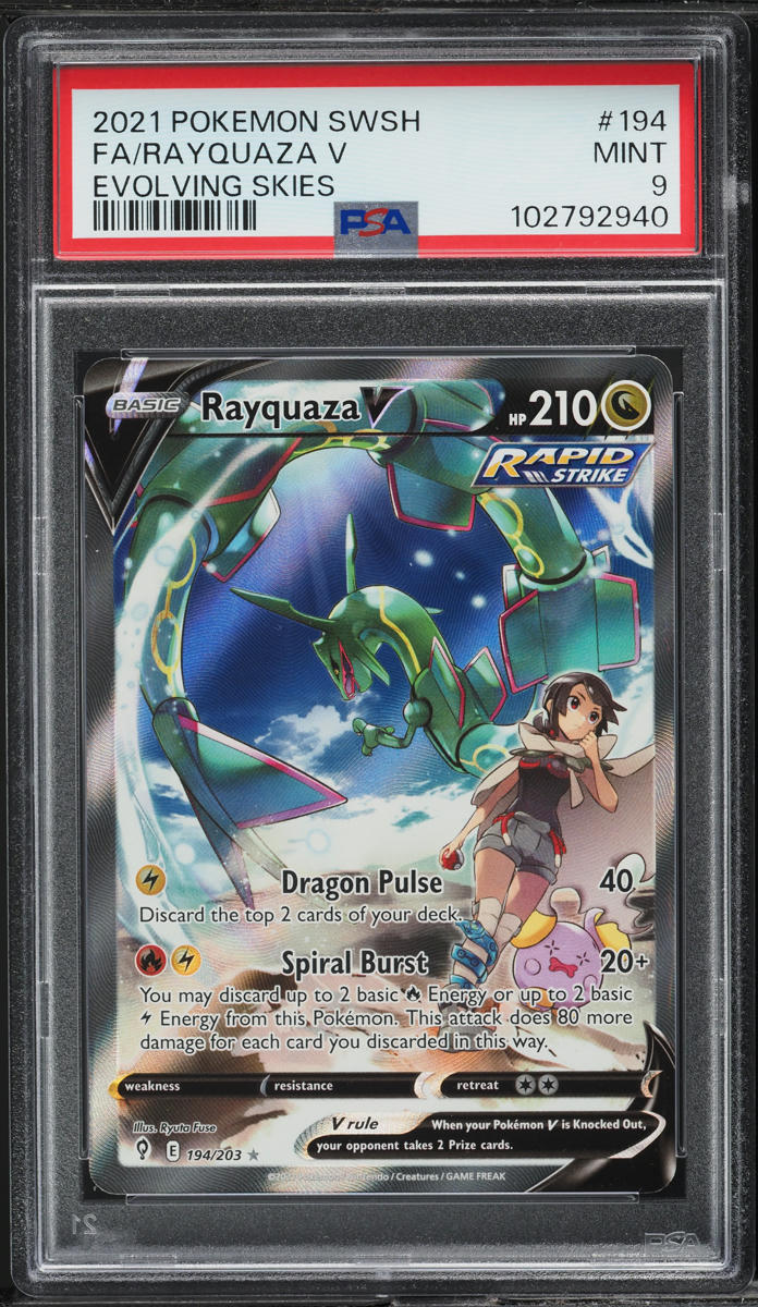 2021 Pokemon SWSH Evolving Skies Alt Art Rayquaza V #194 PSA 9 MINT on ...