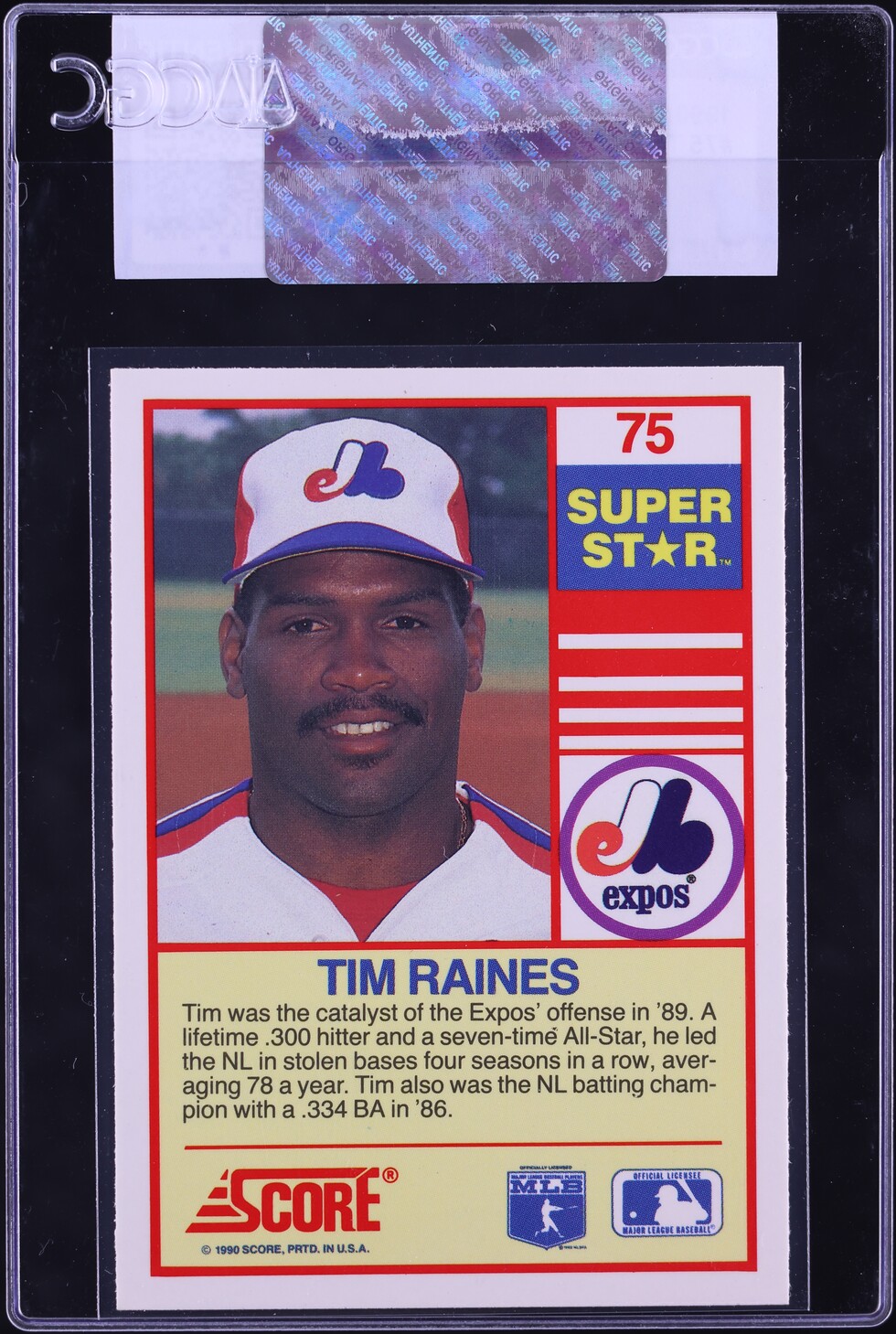 1990 Score 100 Superstars Tim Raines #75 CGC AUTH on Fanatics Collect