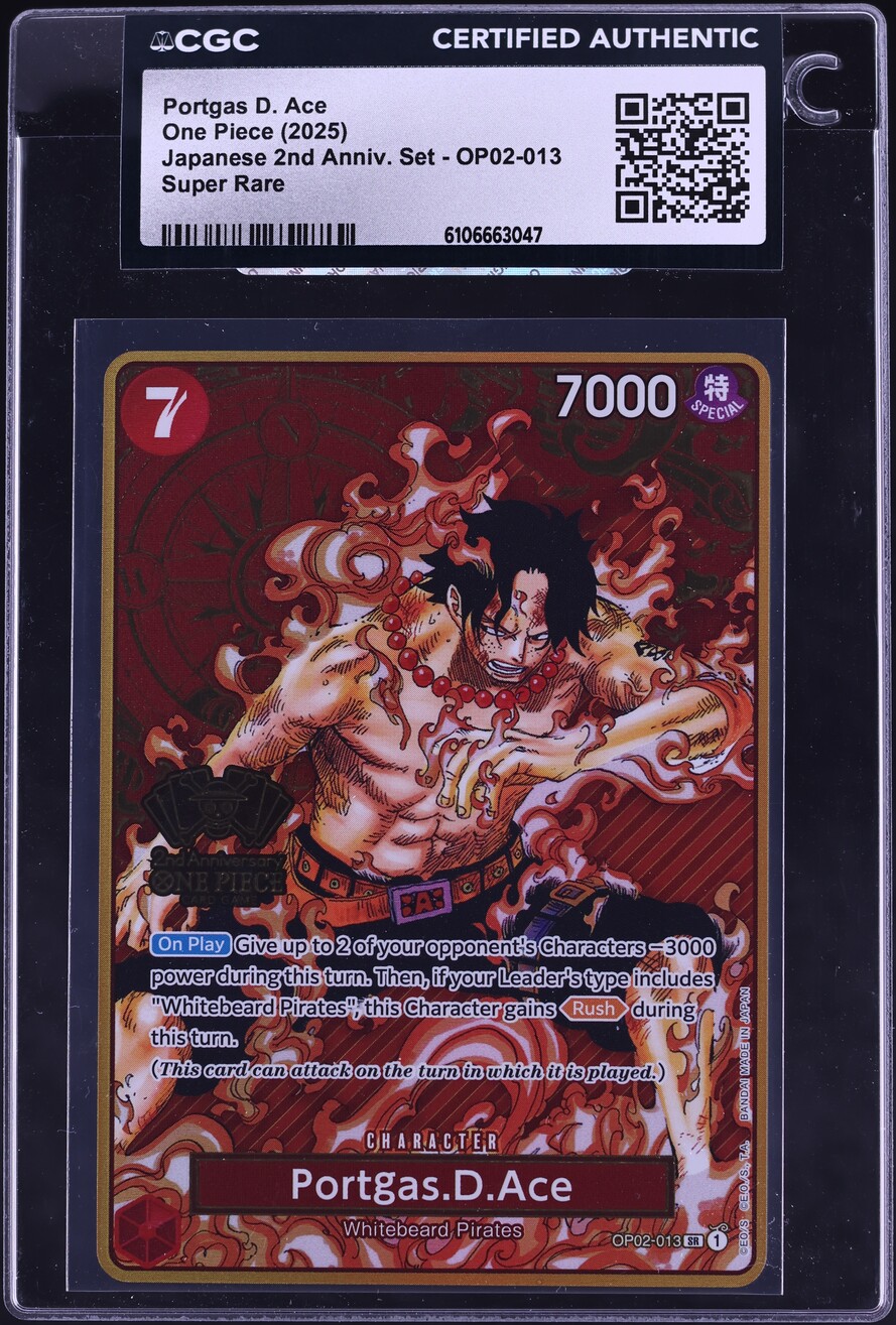 2025 One Piece Japanese 2nd Anniversary Set SR Portgas D. Ace #OP02-013 ...