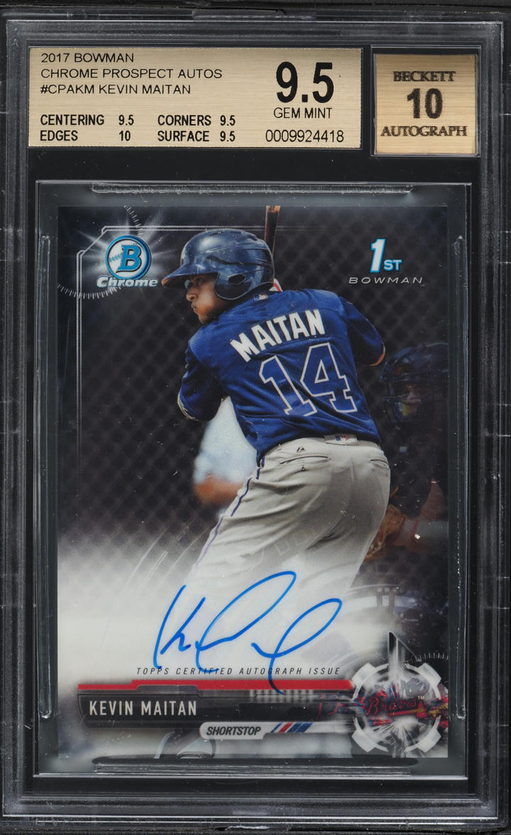 2017 Bowman Chrome Kevin Maitan PROSPECT AUTO #CPA-KM BGS 9.5 GEM MINT ...