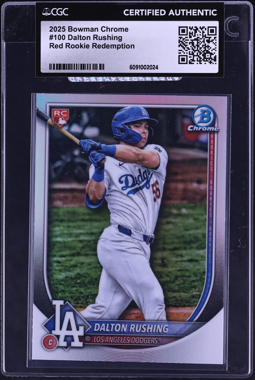 2025 Bowman Chrome Red Redemption Dalton Rushing ROOKIE #100 CGC AUTH ...