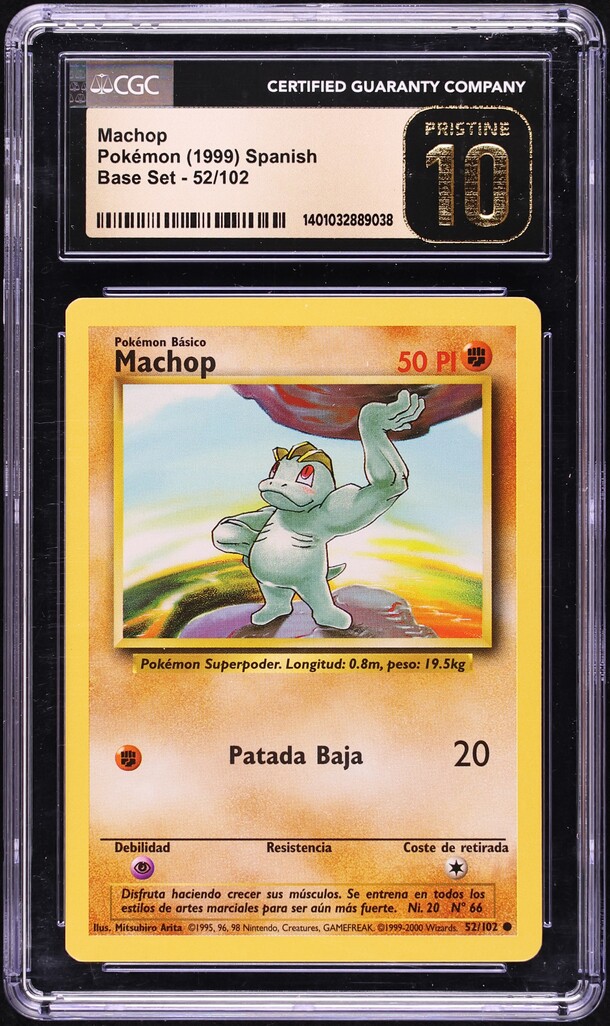 1999 Pokemon Spanish Base Set Machop #52 CGC 10 PRISTINE on Fanatics ...