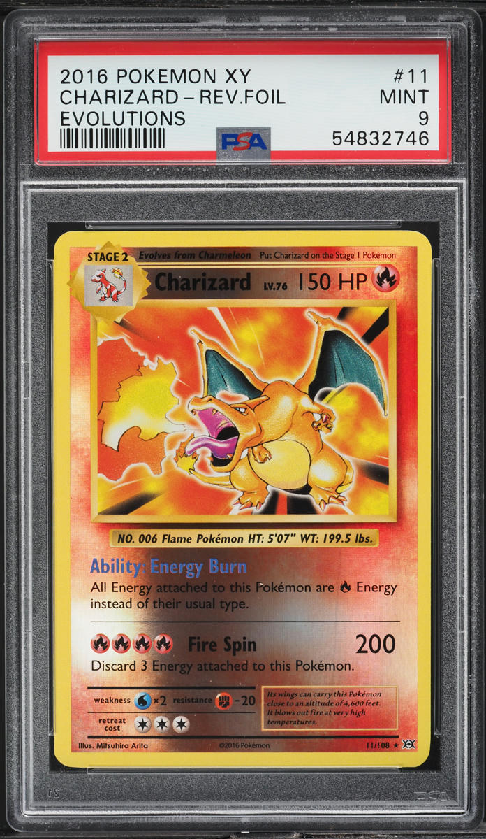 2016 Pokemon XY Evolutions Reverse Holo Charizard #11 PSA 9 MINT on ...