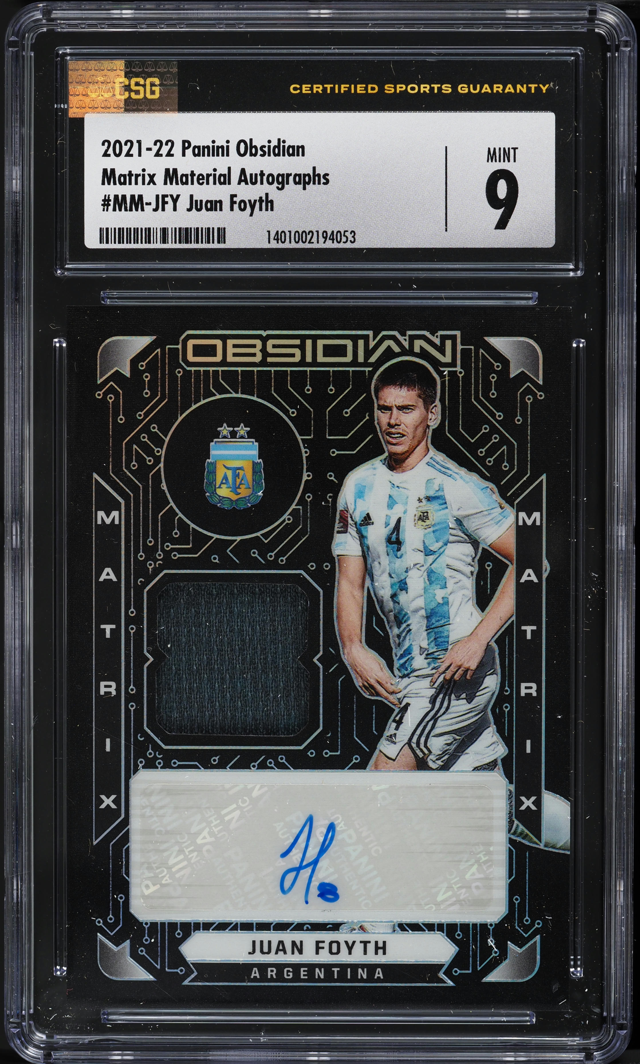 2021 Panini Obsidian Matrix Material Juan Foyth PATCH AUTO /149 #MM-JFY ...