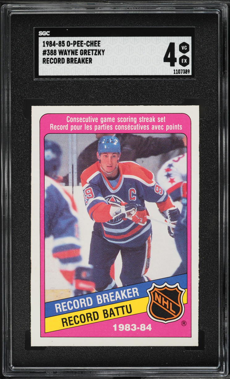 1984 O-Pee-Chee Hockey Wayne Gretzky RECORD BREAKER #388 SGC 4 VGEX on ...