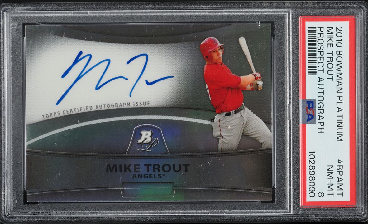 2010 Bowman Platinum Mike Trout PROSPECT AUTO #BPA-MT PSA 8 NM-MT on Fanatics Collect