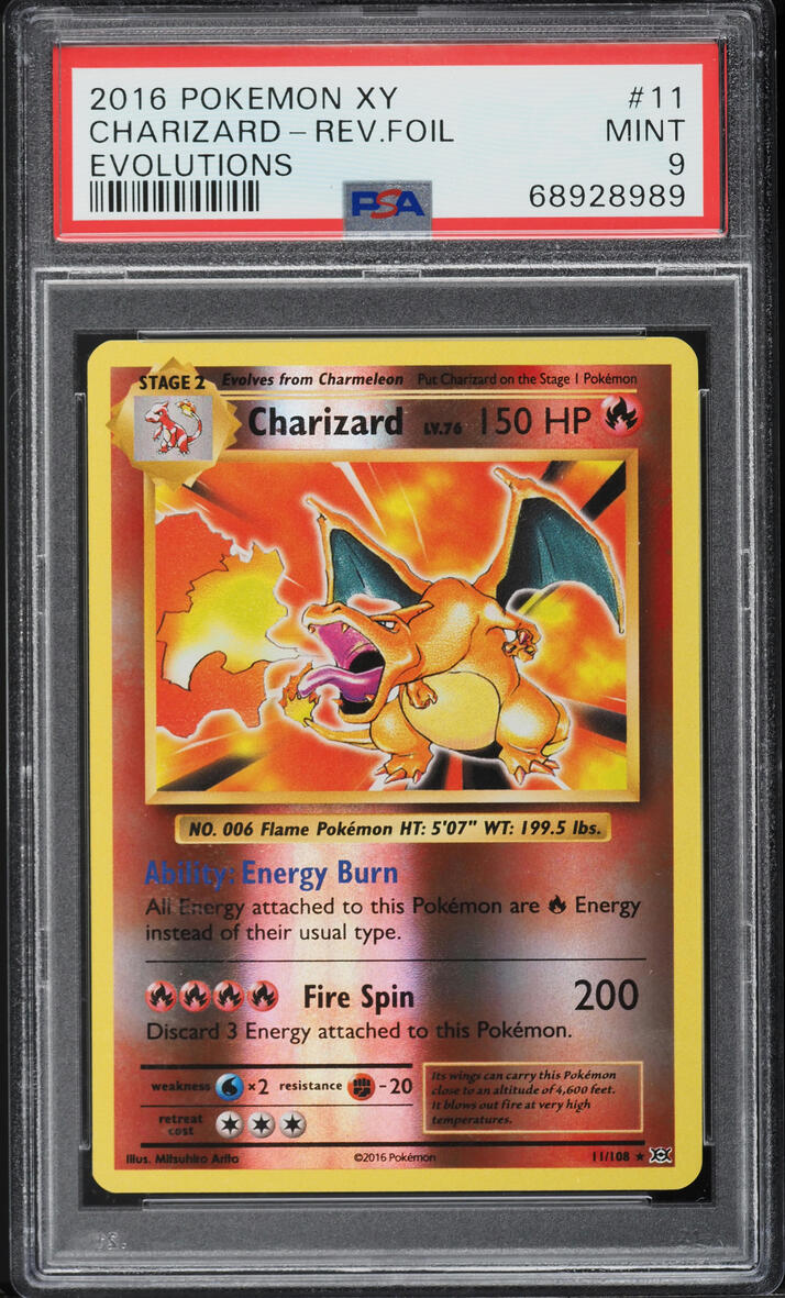 2016 Pokemon XY Evolutions Reverse Holo Charizard #11 PSA 9 MINT on Fanatics Collect