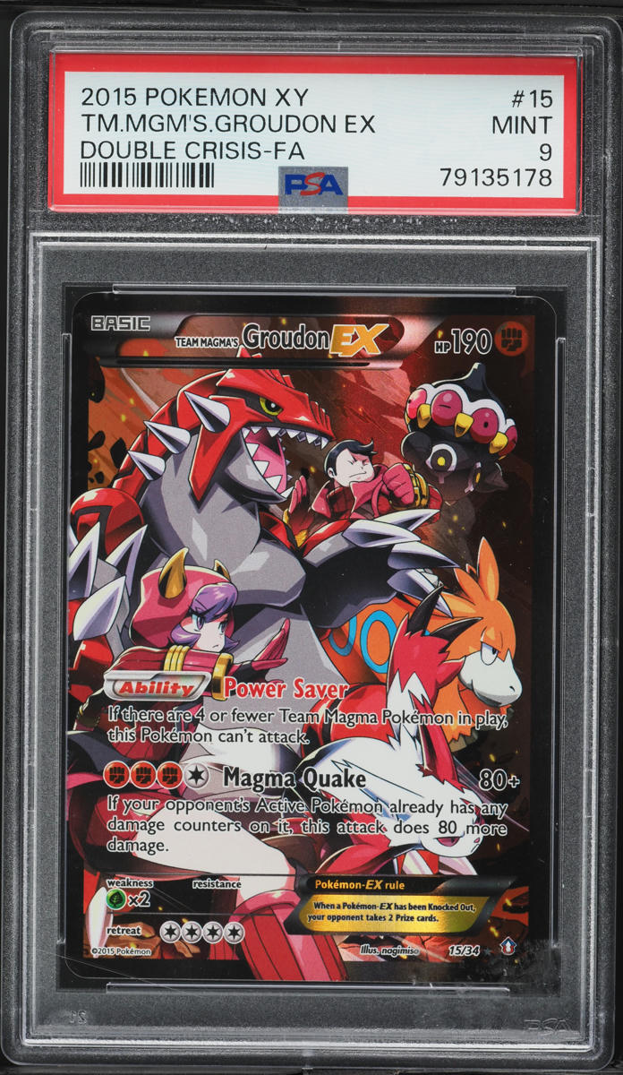 2015 Pokemon XY Double Crisis Full Art Team Magma's Groudon EX #15 PSA ...