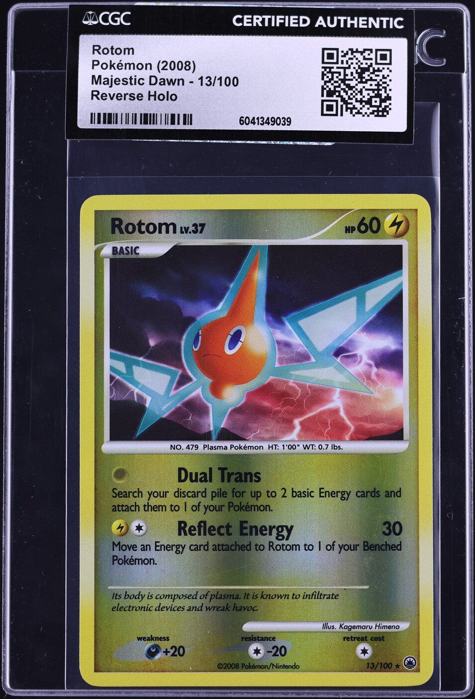 2008 Pokemon Diamond & Pearl Majestic Dawn Reverse Holo Rotom #13 CGC AUTH on Fanatics Collect