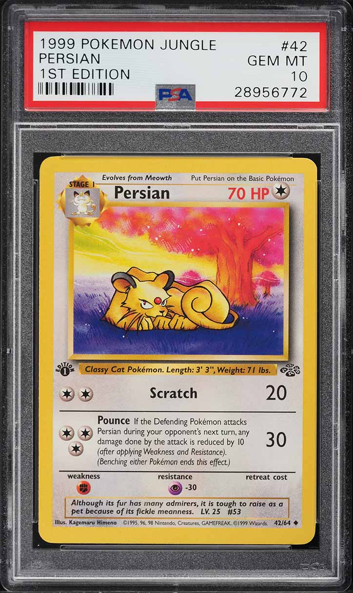 1999 Pokemon Jungle 1st Edition Persian #42 PSA 10 GEM MINT on Fanatics ...