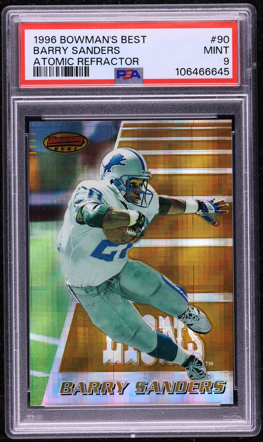 1996 Bowman's Best Atomic Refractor Barry Sanders #90 PSA 9 MINT on ...