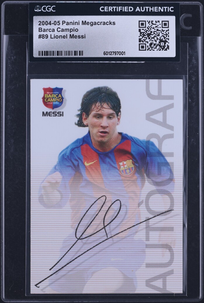 2004 Panini Megacracks Barca Campio Lionel Messi ROOKIE #89 CGC AUTH on ...