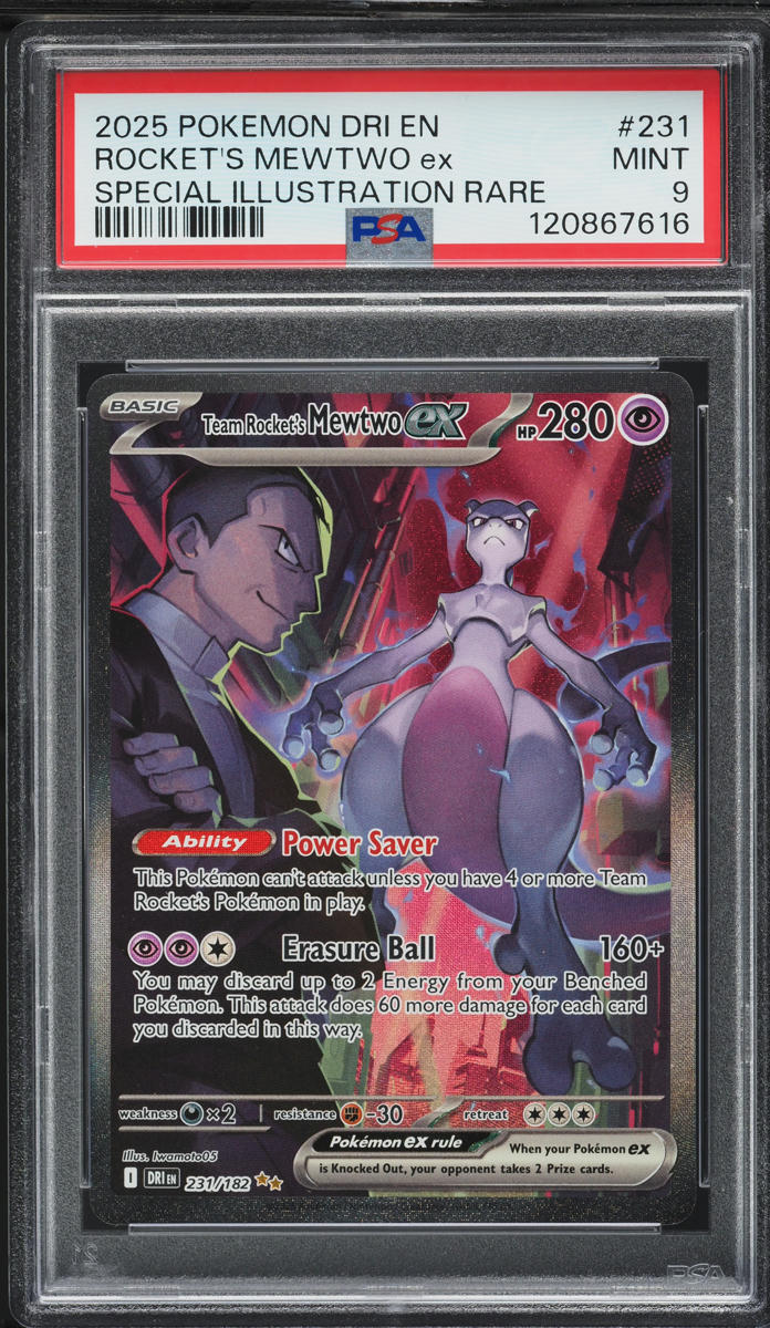 2025 Pokemon SV Destined Rivals SIR Team Rocket's Mewtwo EX #231 PSA 9 ...
