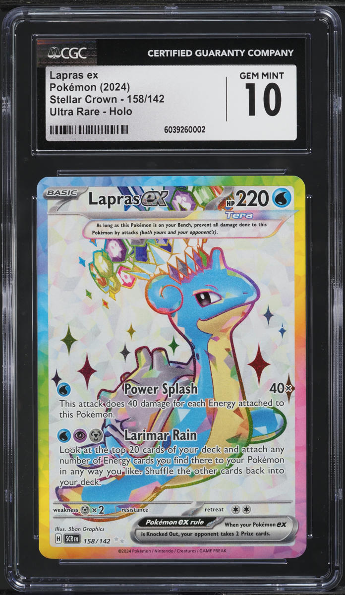 2024 Pokemon Scarlet & Violet Stellar Crown Full Art Lapras ex #158 CGC 10 GEM on Fanatics Collect