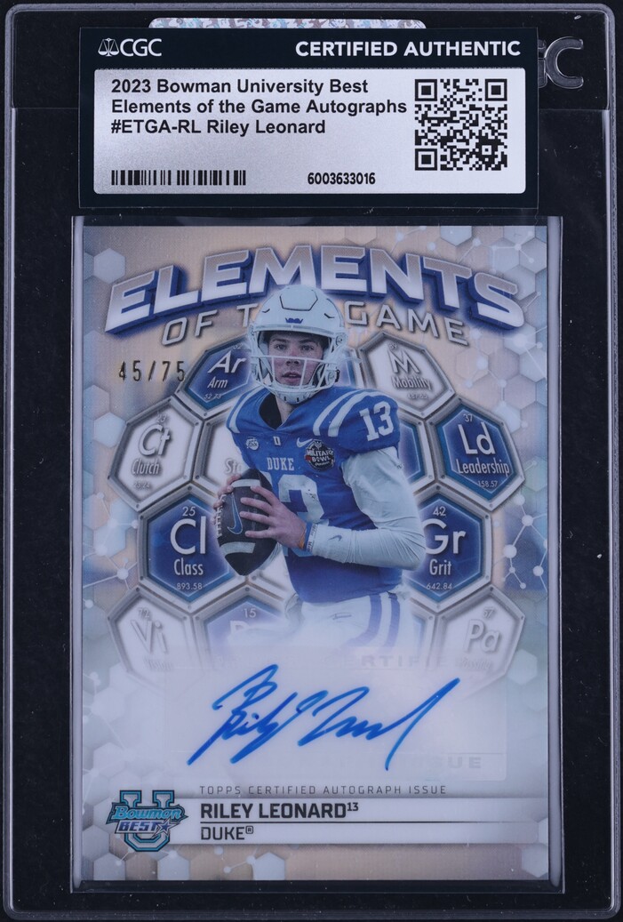 2023 Bowman U Best Elements Of The Game Riley Leonard ROOKIE AUTO /75 ...