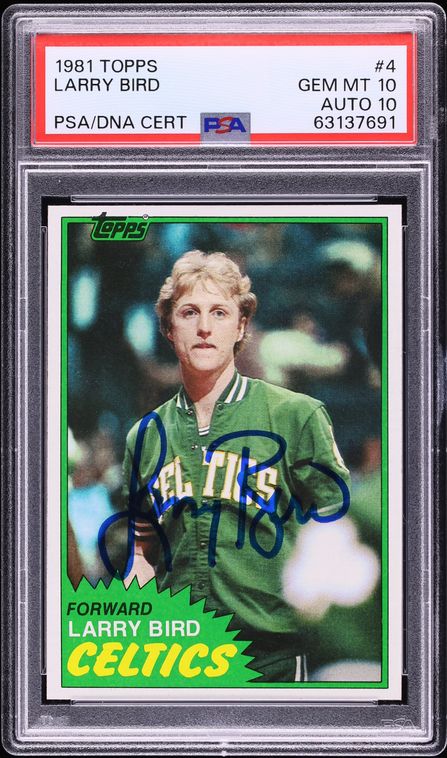 1981 Topps Basketball Larry Bird AUTO DNA 10 #4 PSA 10 GEM MINT on ...