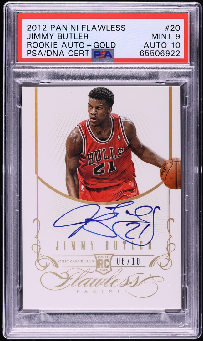 2012 Panini Flawless Gold Jimmy Butler ROOKIE AUTO DNA 10 /10 #20 PSA 9 ...