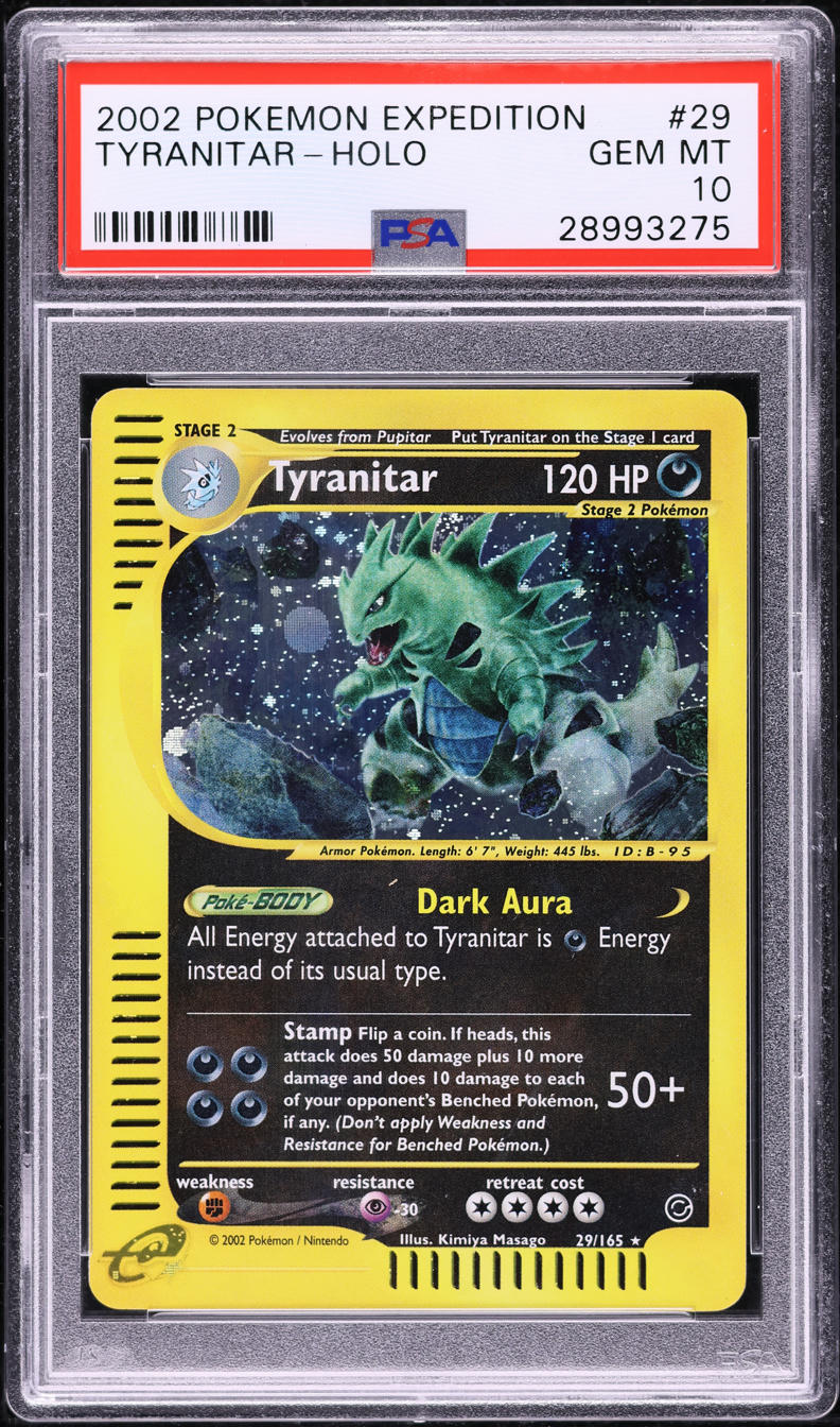2002 Pokemon Expedition Holo Tyranitar #29 PSA 10 GEM MINT on Fanatics Collect