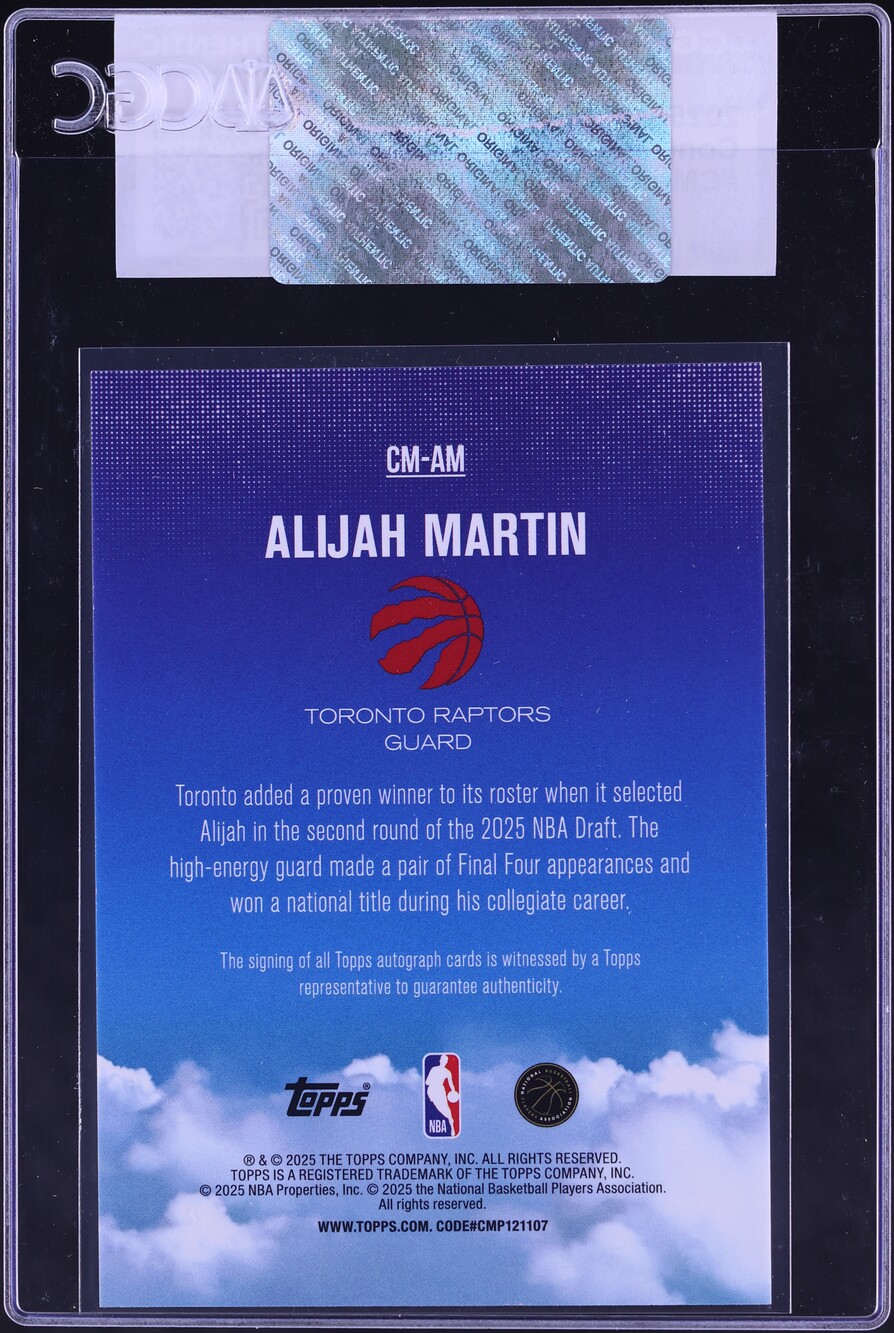 2025 Topps Contemporary Marks Alijah Martin ROOKIE AUTO #CM-AM CGC AUTH ...