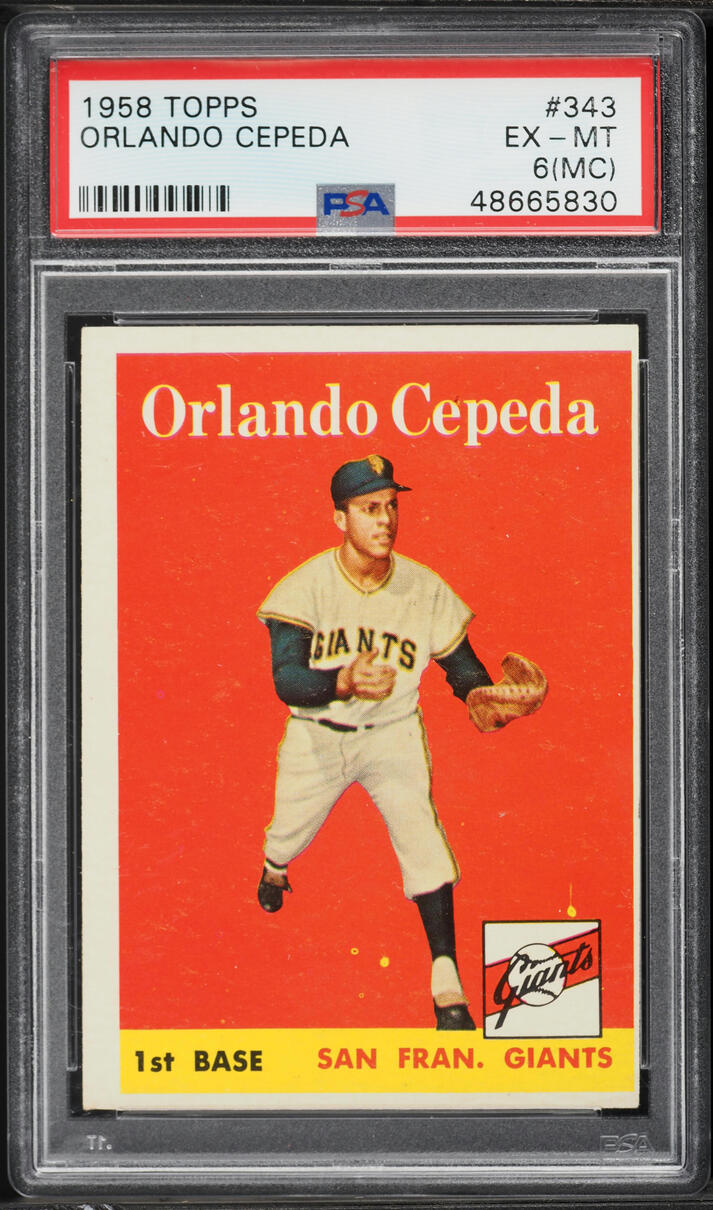 1958 Topps Orlando Cepeda ROOKIE #343 PSA 6(mc) EXMT on Fanatics Collect