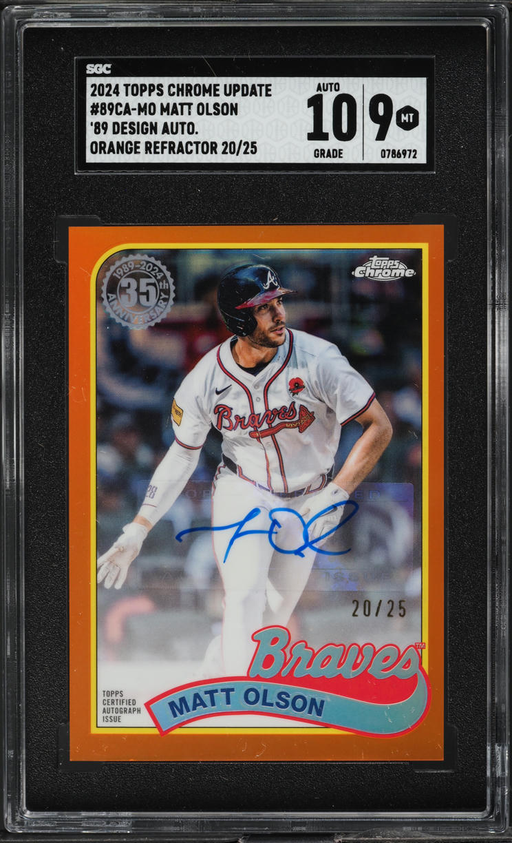 2024 Topps Chrome Update '89 Orange Refractor Matt Olson AUTO /25 SGC 9 ...