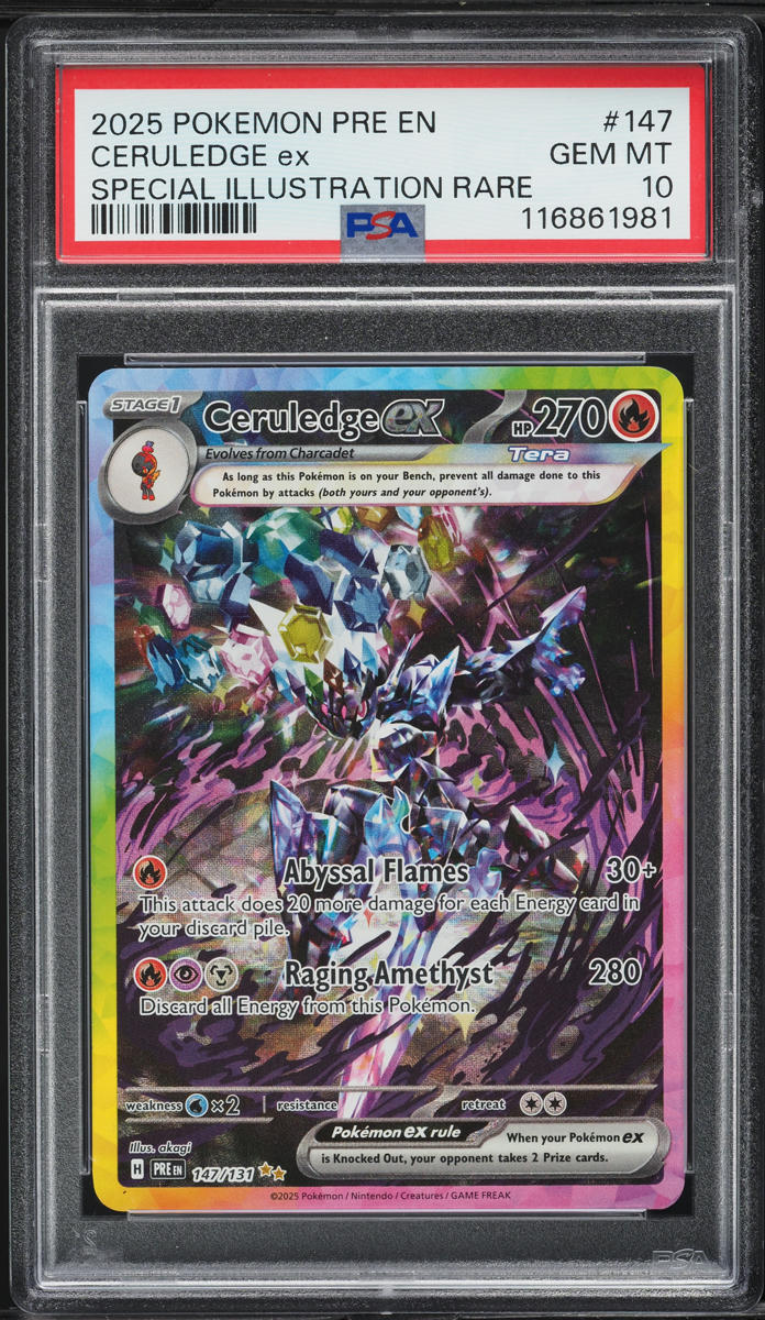 2025 Pokemon SV Prismatic Evolutions SIR Ceruledge ex #147 PSA 10 GEM ...